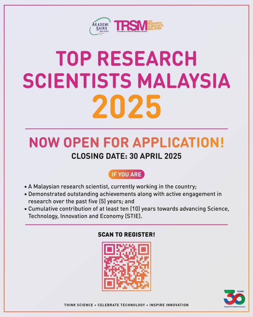 Permohonan Anugerah Saintis Penyelidikan Terkemuka Malaysia 2025 Dibuka